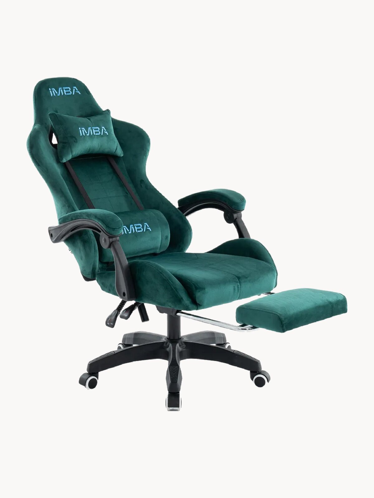 Кресло компьютерное IMBA, игровое, геймерское, с подставкой для ног, подголовником и подлокотниками, велюр
