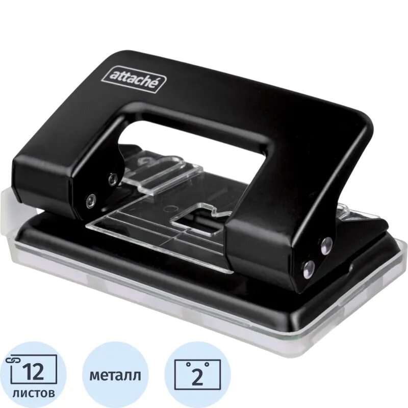 Дырокол ATTACHE 6304 до 12л. с лин, металл, черный
