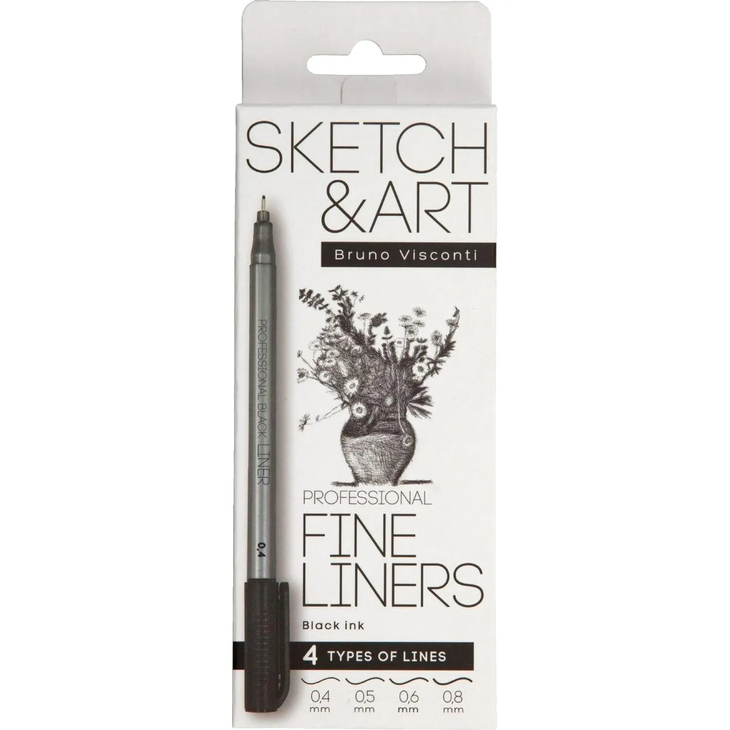 Набор линеров утолщенных Sketch&Art черного цвета, 4 шт. 36-0032