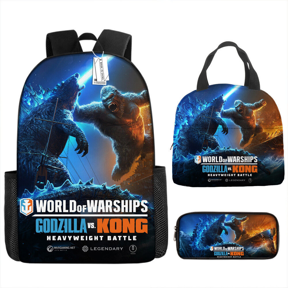 Новая детская школьная сумка Godzilla Рюкзак Godzilla для начальной и средней школы Легкая сумка для обеда с цифровой печатью