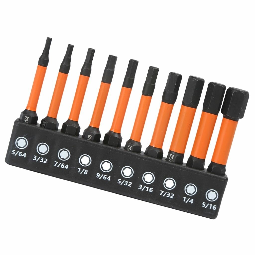 Принадлежности для инструментов,10 шт. Ударных шестигранных ключей с шестигранной головкой, Набор сверл из стали с хвостовиком 1/4 дюйма