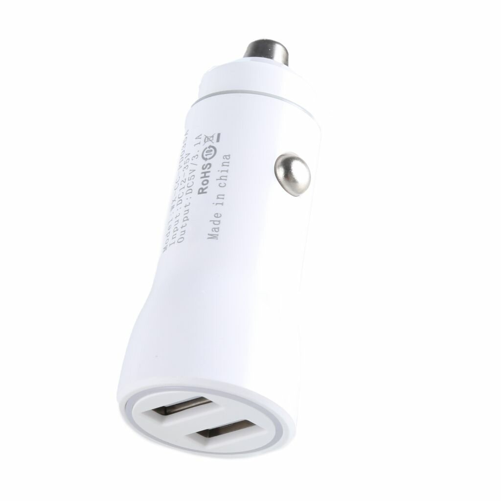 Портативное Автомобильное Зарядное Устройство с Двойным USB 5V3.1A со Светодиодной Подсветкой для Смартфонов и Планшетов