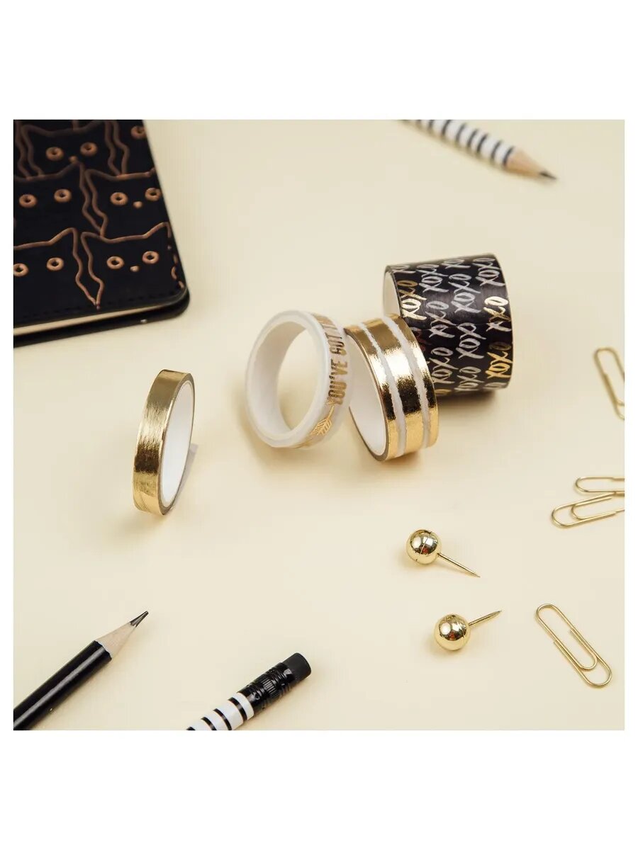 Набор клейких декоративных лент "Golden line", 4шт