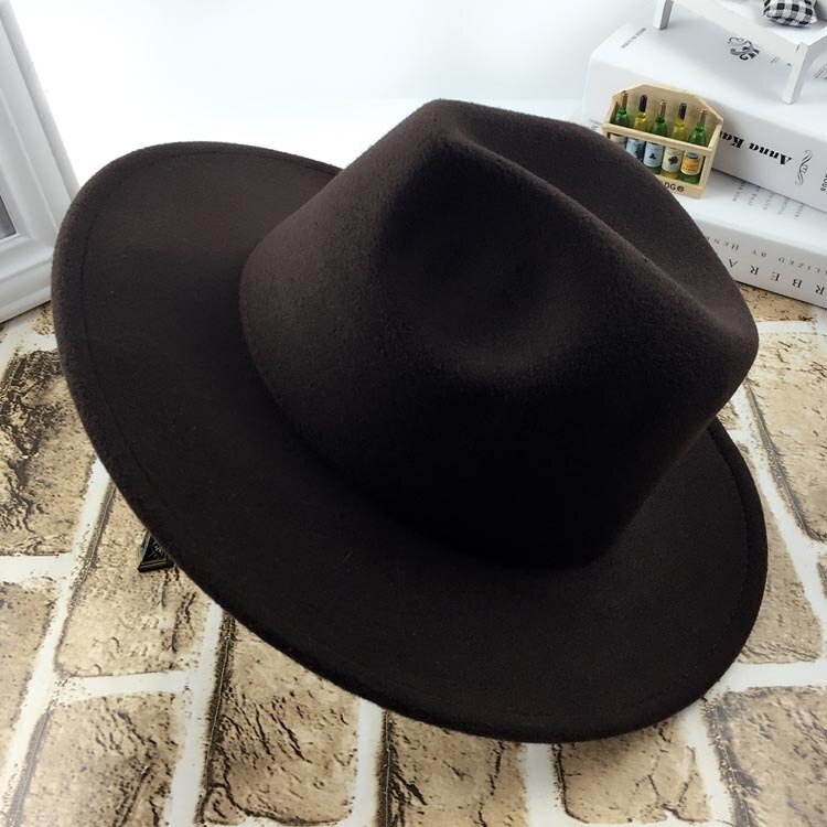 Шляпа женская осенне-зимняя корейская версия универсальная шерстяная шляпа с бантом цилиндр британский ретро с большими полями джазовая шляпа покрытая