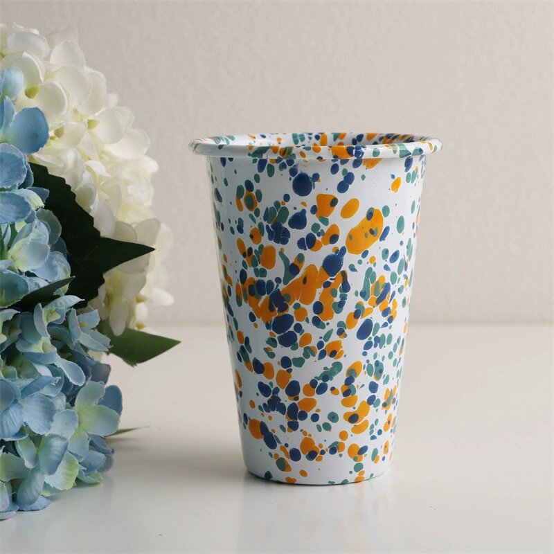 Ретро фарфоровая термокружка вместимостью 450 мл, компактный размер для использования в пути, многоцветный сплошной