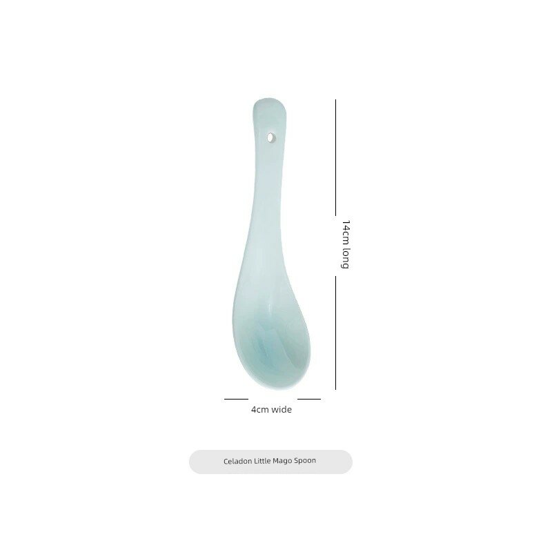 Ложка для супа Celadon, китайская посуда, ложка с длинной ручкой, ложка для риса, костяной фарфор, большая ложка,