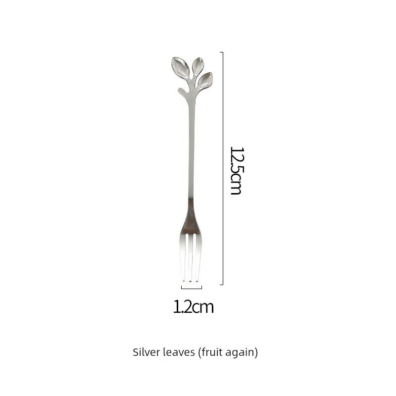 Вилка и ложка для десертов в форме листа, вилка для фруктов из нержавеющей стали, набор креативных ложек для кофе в