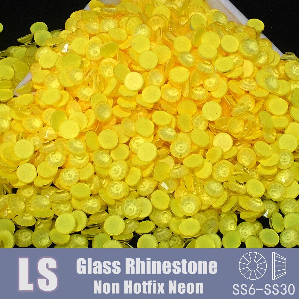 Неоновые стеклянные стразы SS3-SS30 Желтый, SS16----1440pcs, Yellow Rose Neon