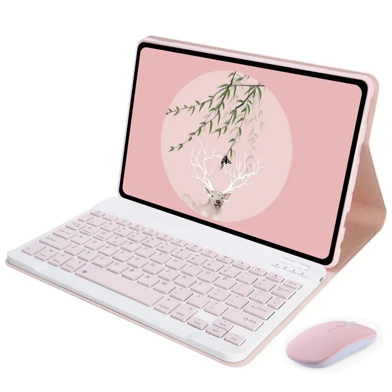 Клавиатура Bluetooth с чехлом для Xiaomi Redmi Pad 2 11" Pink с мышью