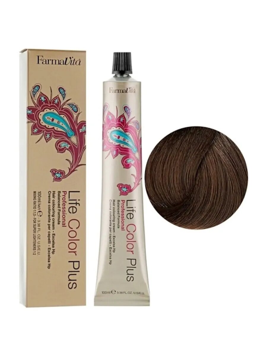 Краска для волос Farmavita Hair Coloring Life Color Plus Prof, Перманентный краситель с низким содержанием аммиака, 6.81