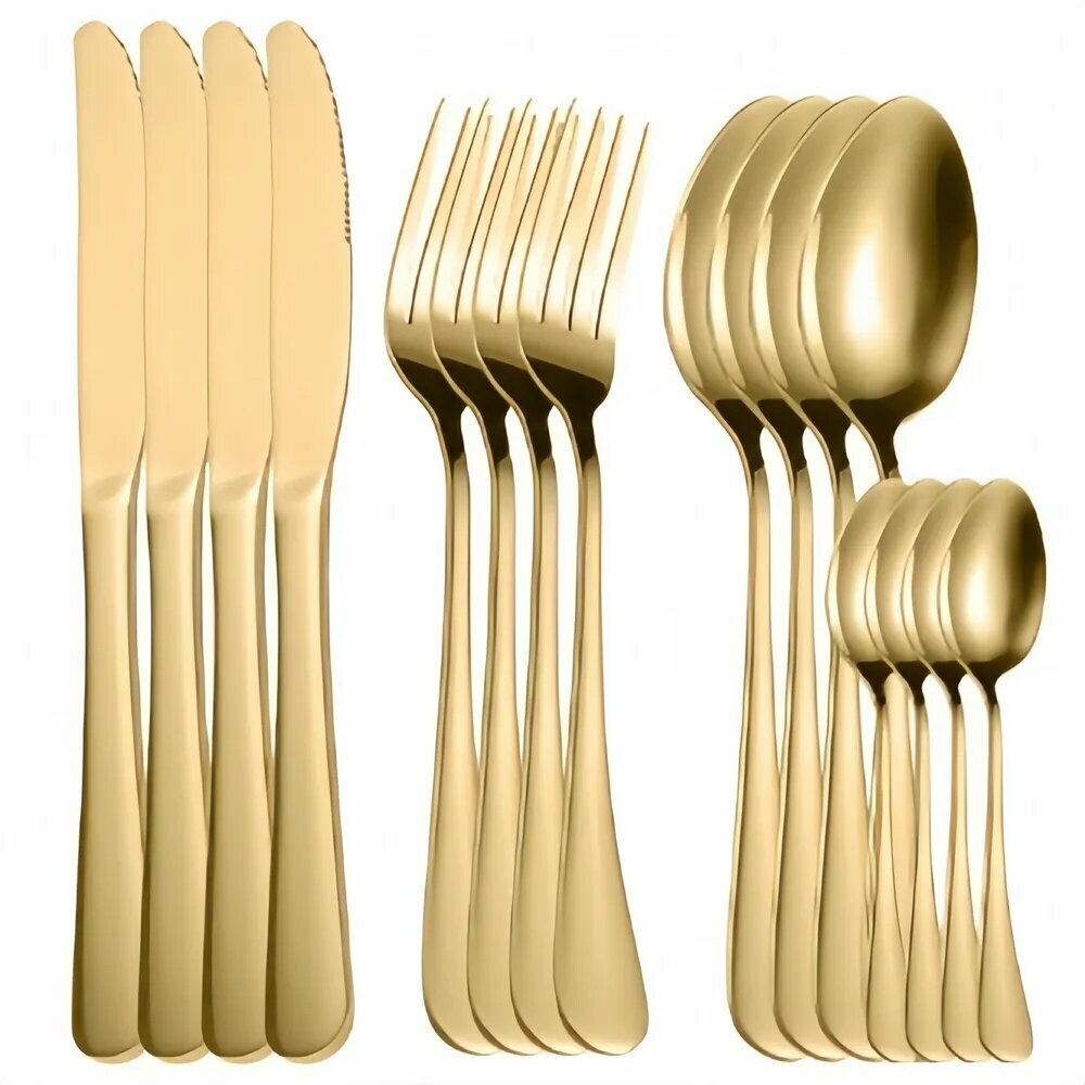 IKEA Набор столовых приборов 16 предм. золотой