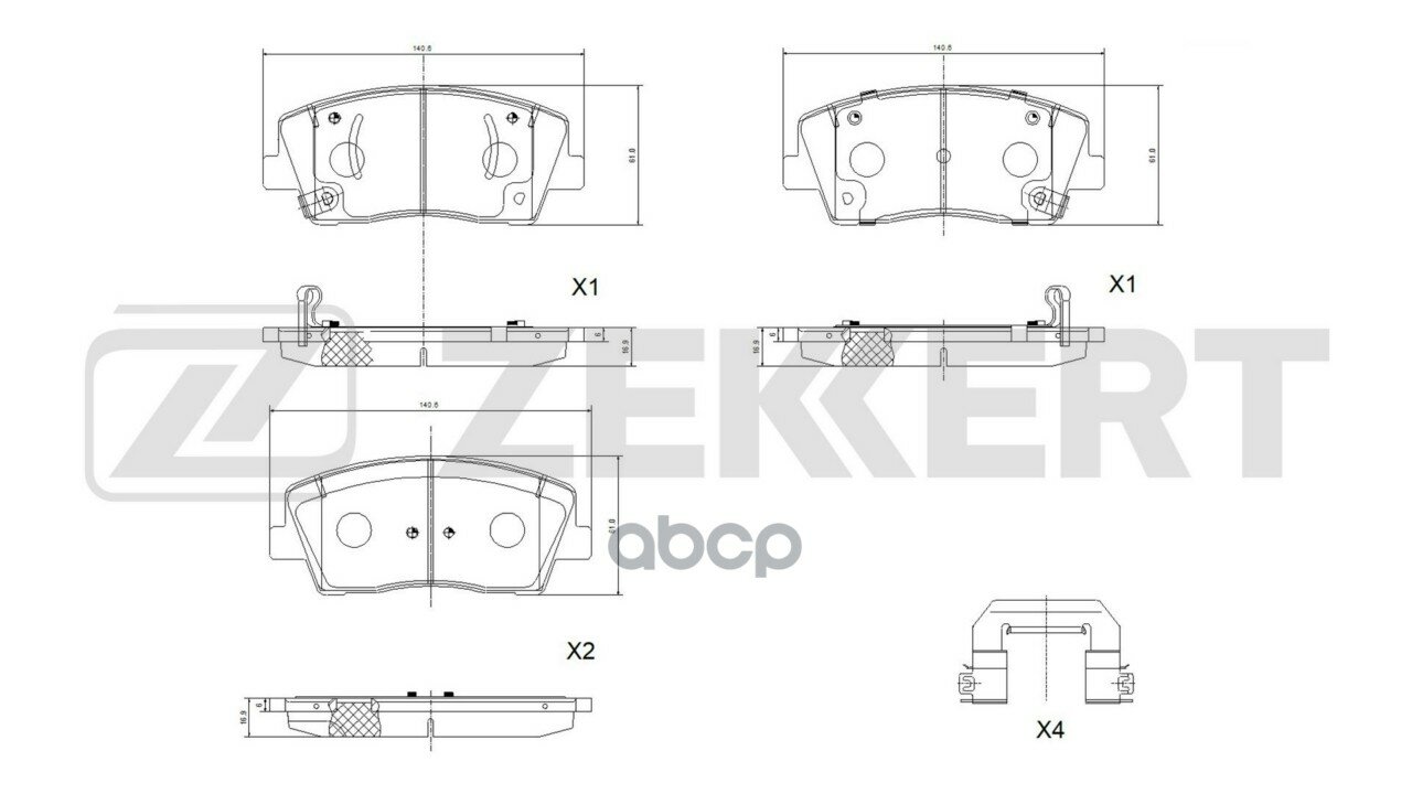 Колодки тормозные дисковые передние Kia Stinger 17- Genesis G70 17- Zekkert арт. bs-1444