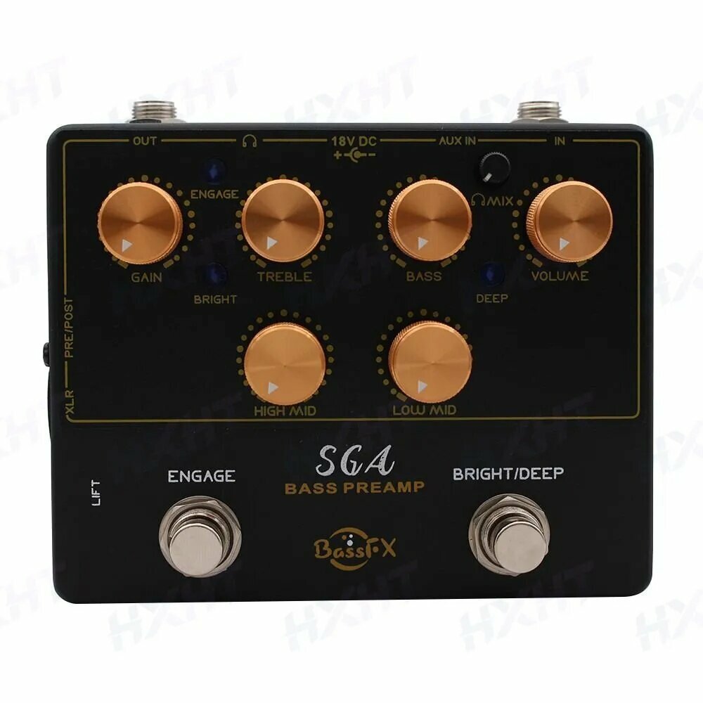 FANMUZK SGA Bassfx Педаль Преамп/DI Для Бас-Гитары: Гибкая Настройка Звука, Выход Наушников, AUX-In