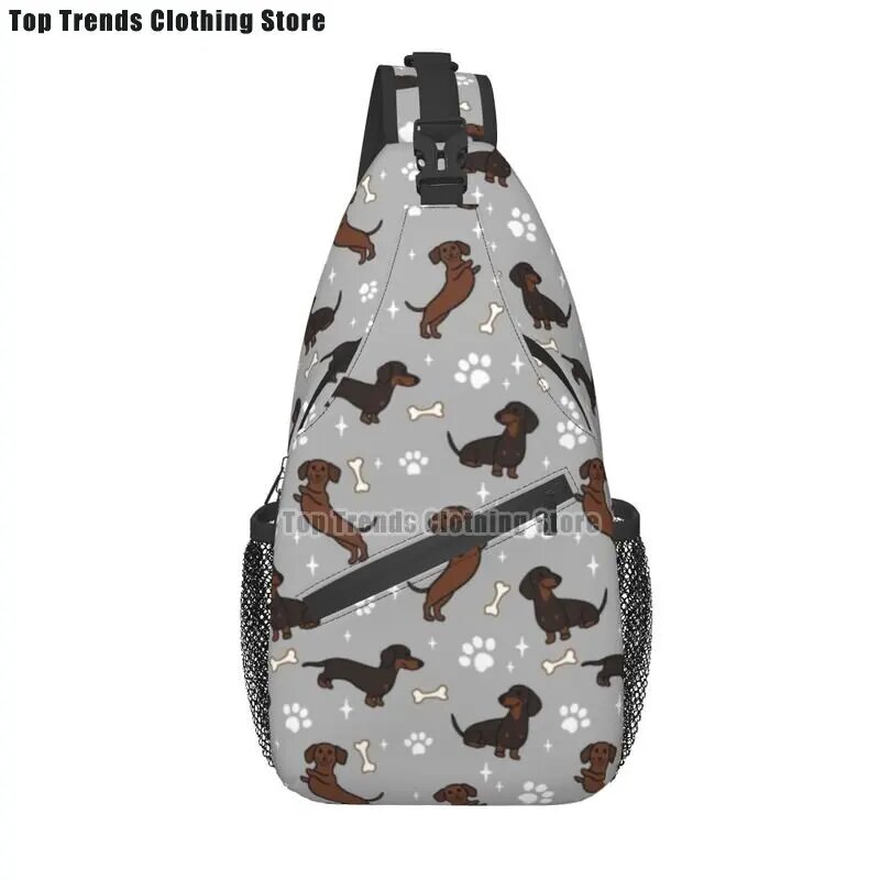 Fashion Gray Dachshunds Dackel Crossbody Sling Рюкзак-рюкзак The Wiener Dog Teckel Плечевая сумка для походов