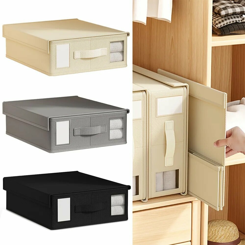 Ящик для хранения одежды и постельных принадлежностей из нетканого материала, размер 32 см х 38 см х 12 см, 1 штука