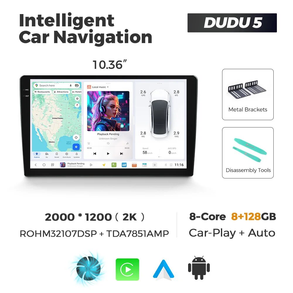 DUDUAUTO DUDU7 A7870 AKM7739 12G + 512G Универсальный автомагнитола 2 din 10.36 DUDU5 8G-128G