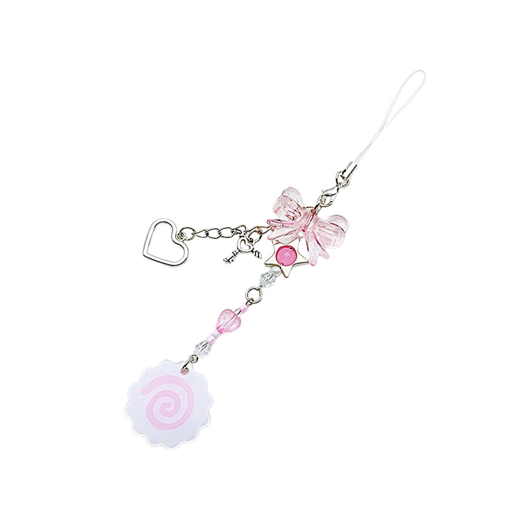 Модный брелок-подвеска в виде бабочки и рыбки для телефона, милый акриловый брелок с бусинами.