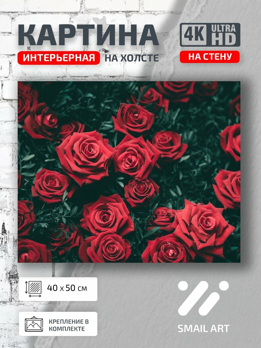 Картина на холсте интерьерная 40 на 50 на стену Бутоны Landscape для офиса пейзаж интерьер