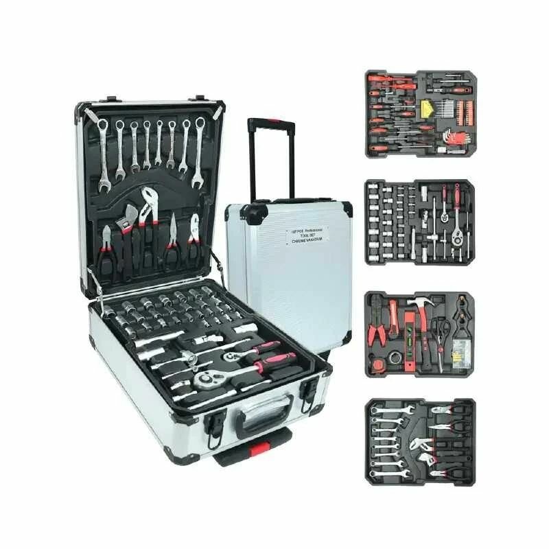 Набор автомобильных инструментов марки M-SERVICE из 187 предметов в наборе, метал. чемодан