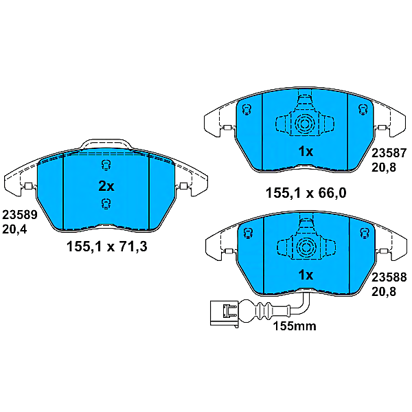 ATE 13.0460-7226.2 (13046072262 / 1K0698151E / 3C0698151) колодки пер Audi (Ауди) a1 / a3 / tt / VW Golf (Гольф) / jetta / Passat (Пассат)