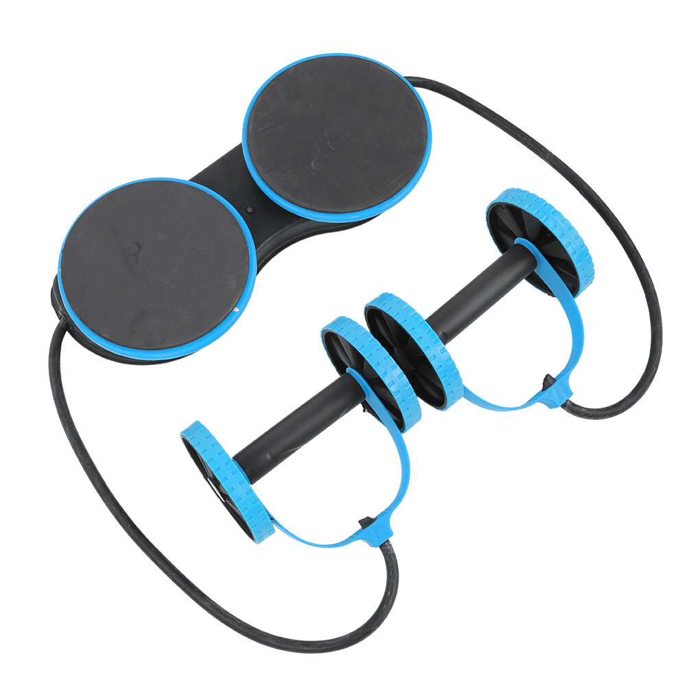 Многофункциональные абдоминальные тяговые канаты и колесо для тренировки мышц пресса с растяжкой, синее оборудование для фитнеса