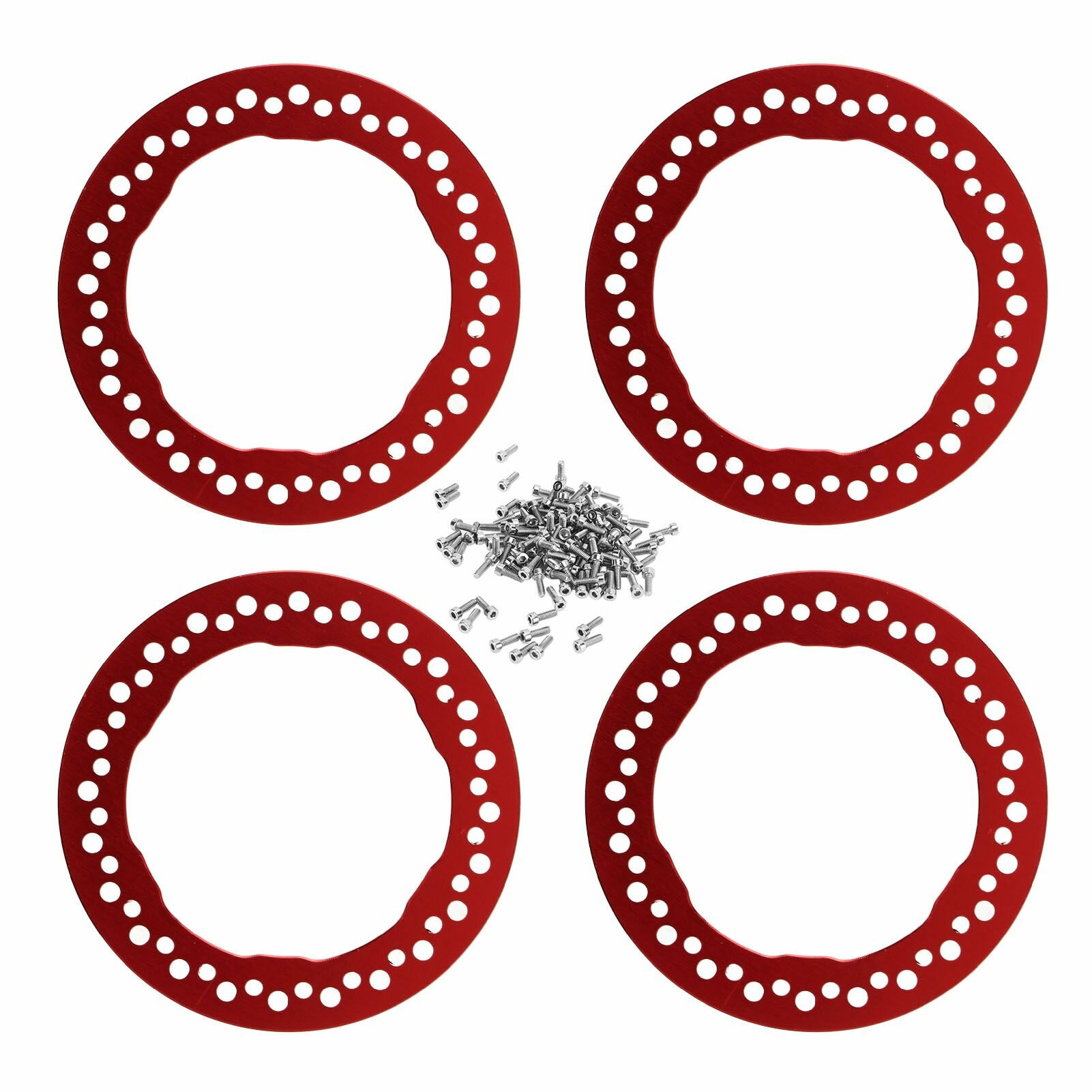 4 шт. 1,9-дюймовые внешние кольца с замком для колес, сменные кольца из алюминиевого сплава с замками для колес для Traxxas 1/10 RC Car Red