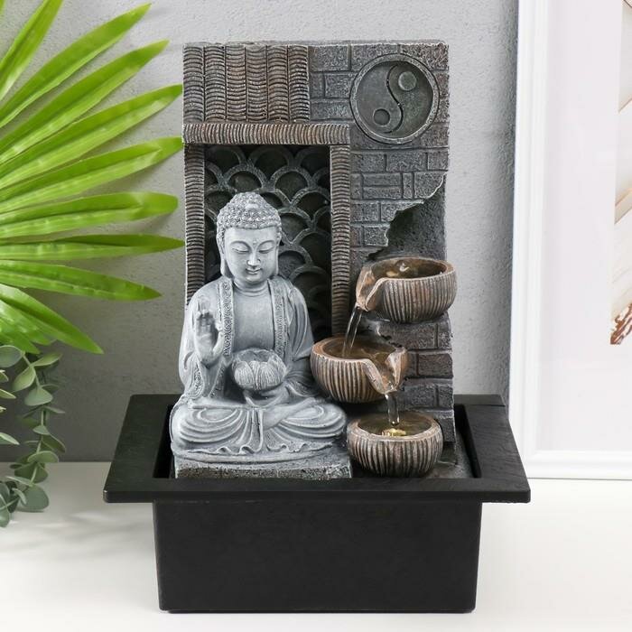 Декоративный фонтан Будда. Инь и ян (с подсветкой)