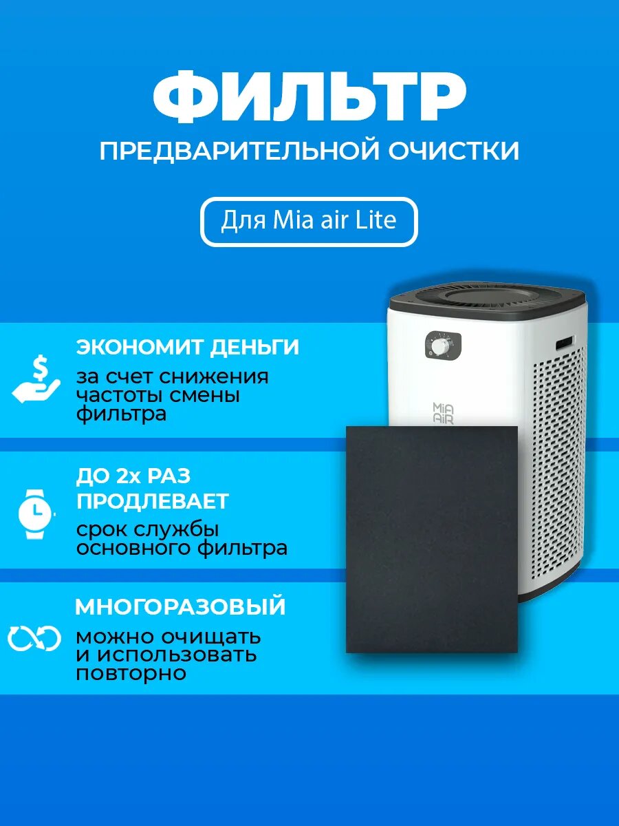 Фильтр для очистителя воздуха Mia Lite AP102-LTW-H14-UVC многоразовый 2 шт