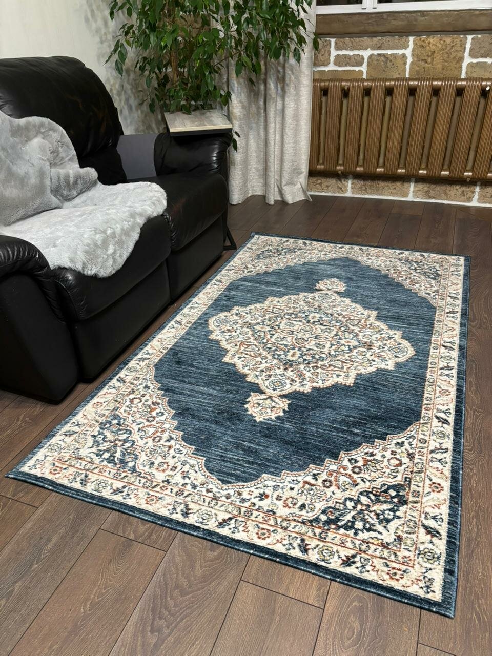 Ковер турецкий синий с орнаментом 120/200