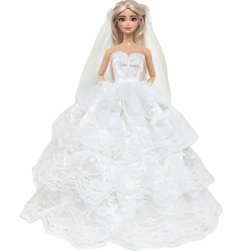 Набор одежды для куклы барби, Свадьба Модница невесты Одежда + Фата для кукол 29-30см аксессуары платья