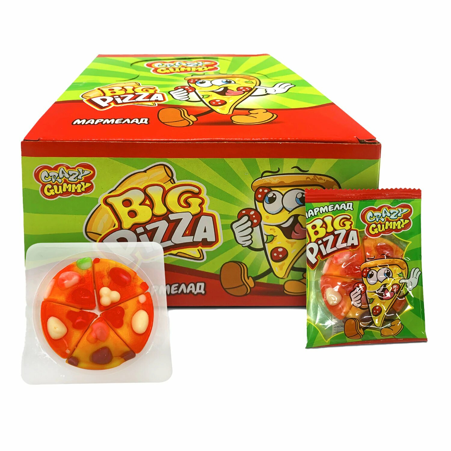 Мармелад "CRAZY GUMMY. BIG Pizza", 16 г, канди клаб, 36шт.
