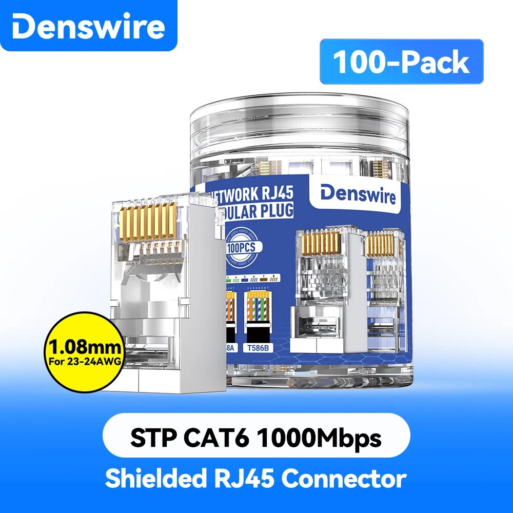 Denswire проходные разъемы RJ45 Cat6 CAT6 STP 100pcs