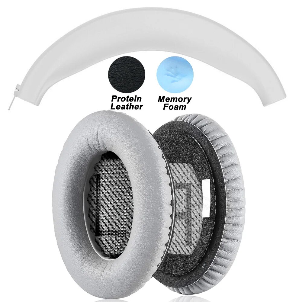 Амбушюры для наушников BOSE из кожи с эффектом памяти Gray Combo