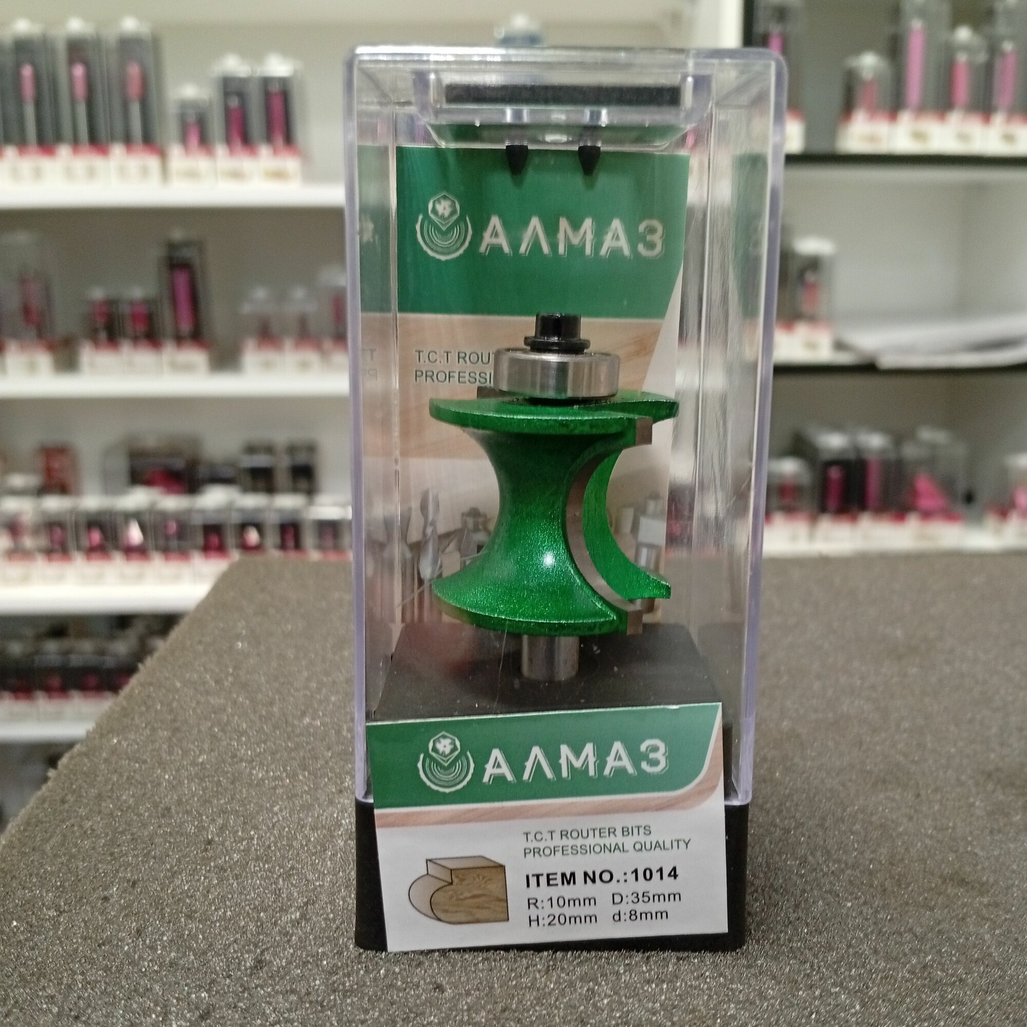 Фреза полустержневая радиус 10 мм алмаз 1014 D:35mm I:20mm d:8 mm R:10mm