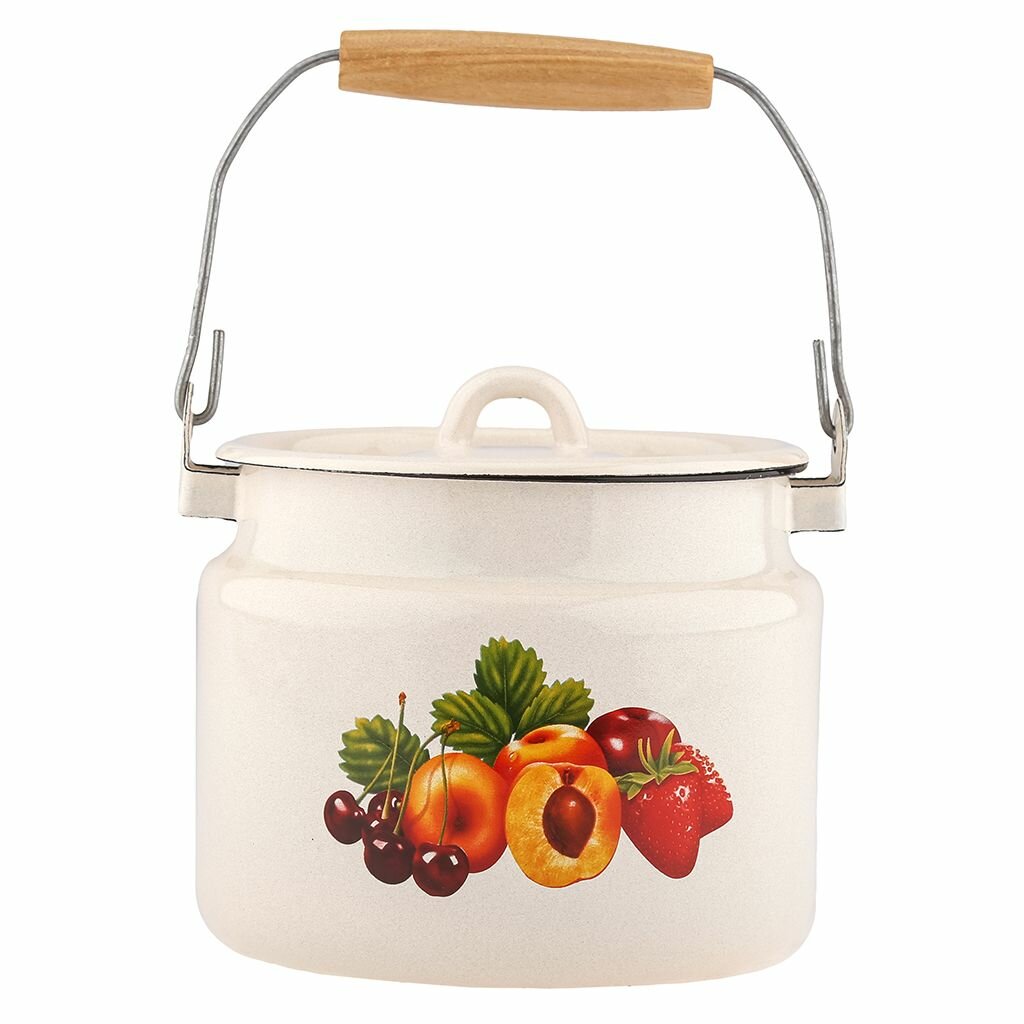 Бидон эмалированный Лысьвенские эмали Фруктовый сад , 2 л, с двойным эмалевым покрытием, металлическая крышка (С-0610Др/4ЖмЭК)