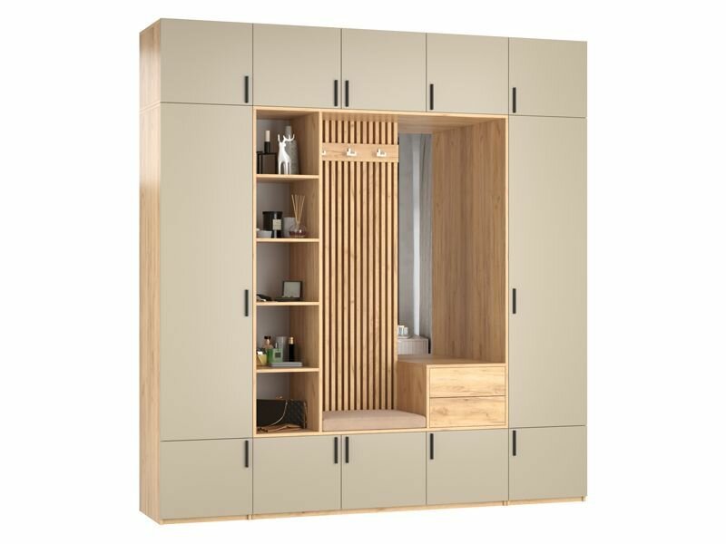 Прихожая в коридор "Дуглас 21" 225х240х50 Дуб крафт золотой / Бромелия