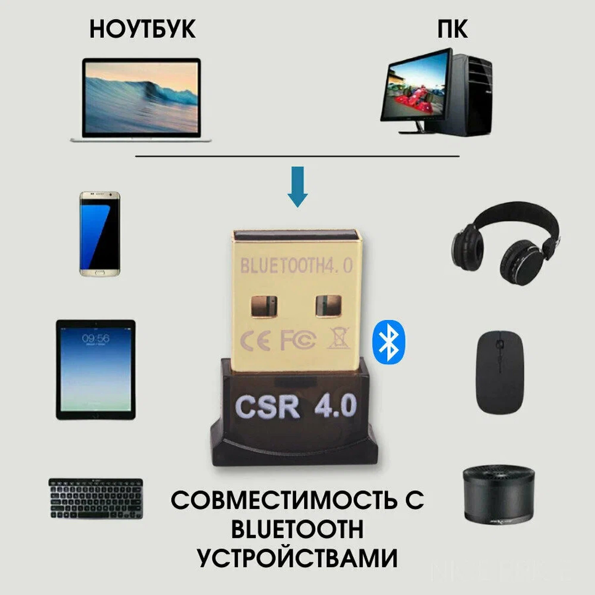 JBH USB Bluetooth адаптер / Адаптер компьютерный / Блютуз адаптер
