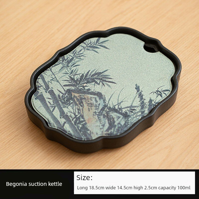 Подставка для чайника из черной глины, супервпитывающая, керамический поддон для сухого заваривания, быстросохнущий