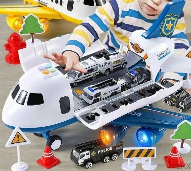 Игрушка самолет с техникой внутри / разборный /STORAGE AIRCRAFT