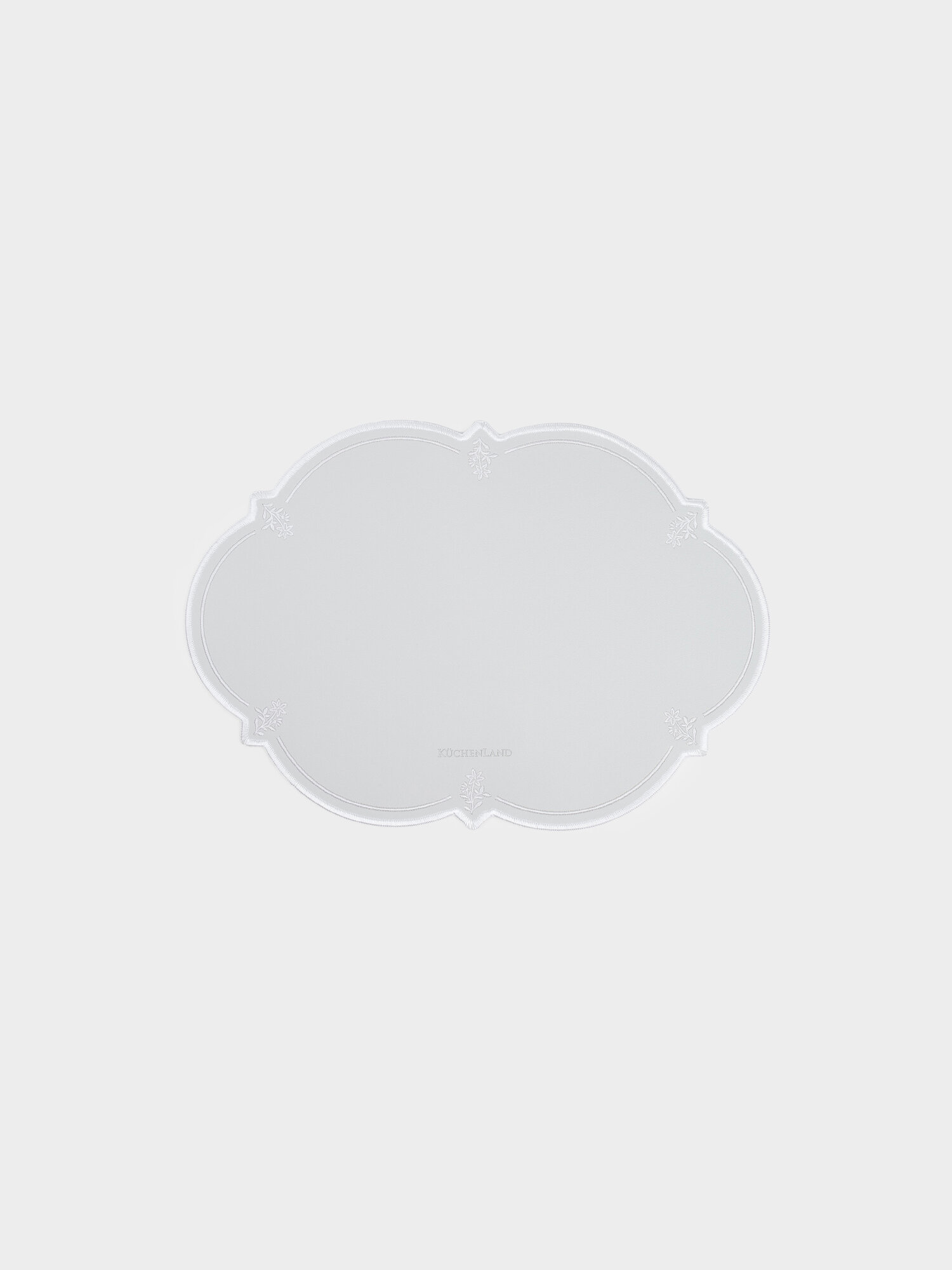 Салфетка под приборы, 30х43 см, ПВХ/полиэстер, фигурная, серо-голубая, Цветы, Rock embroidery, Kuchenland