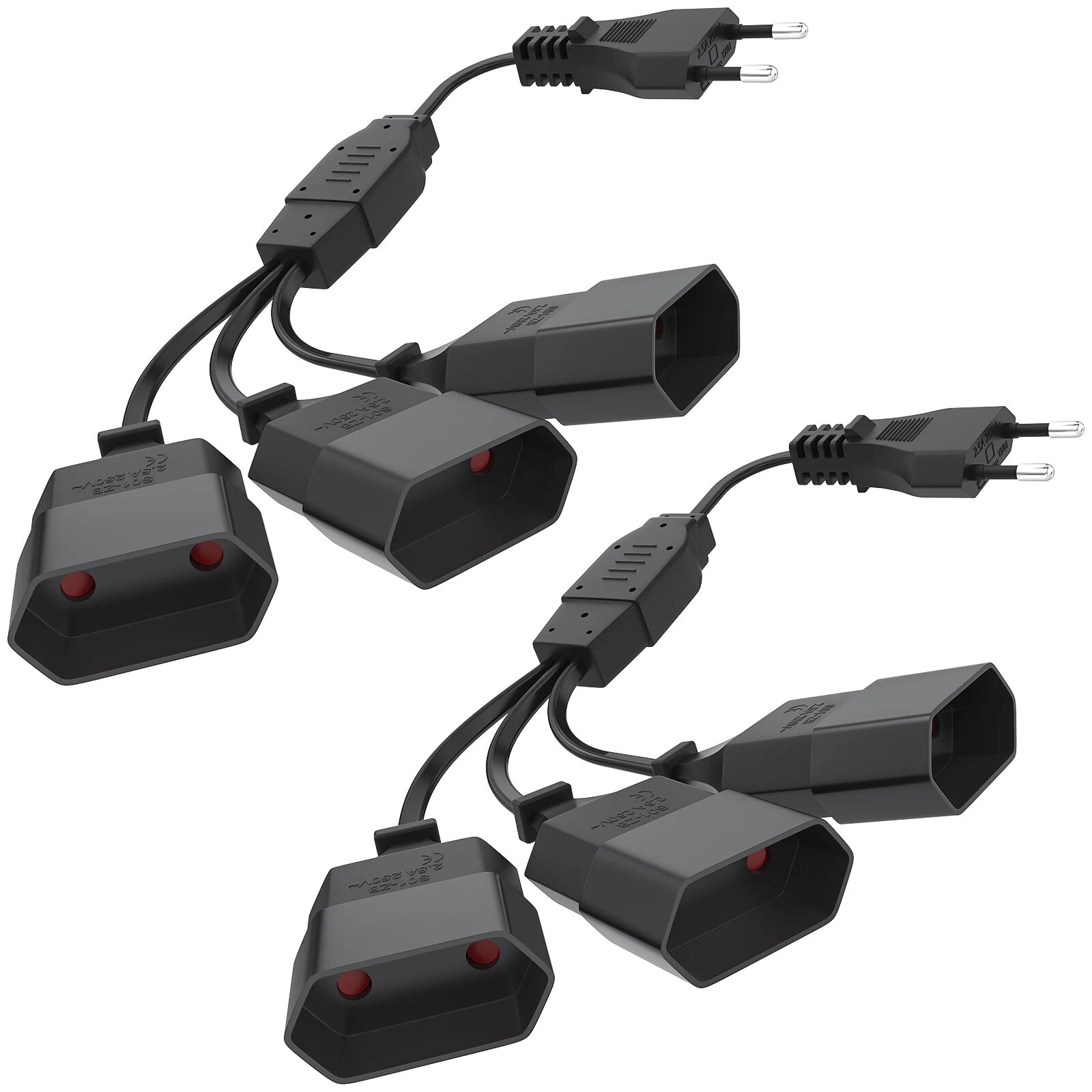 2 Шт, Европейский Удлинитель, 2-контактная Вилка «Папа-Мама» С 3-контактной Розеткой, Плоский Электрический Провод