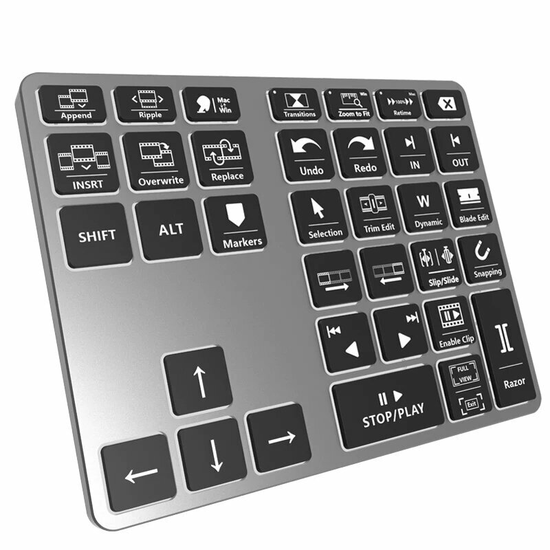 Клавиатура DaVinci Resolve Bluetooth, редактирование ярлыков, зарядка, портативная вспомогательная клавиатура WIN/MAC,