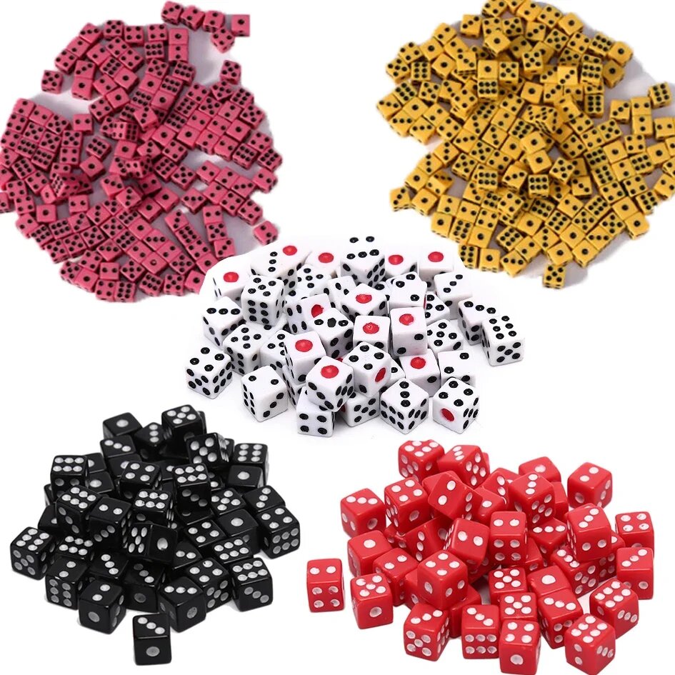 Пластиковые игральные кости, 7 цветов, 8 мм