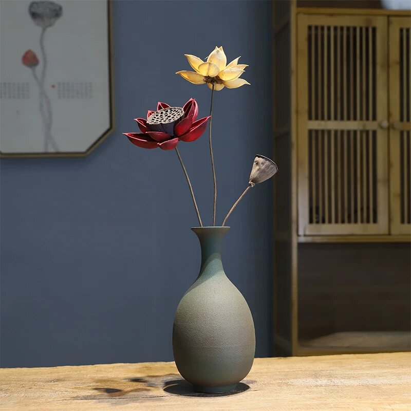 Повседневная современная керамическая ваза, дзен-украшения, цветочная композиция для гостиной в японском стиле,