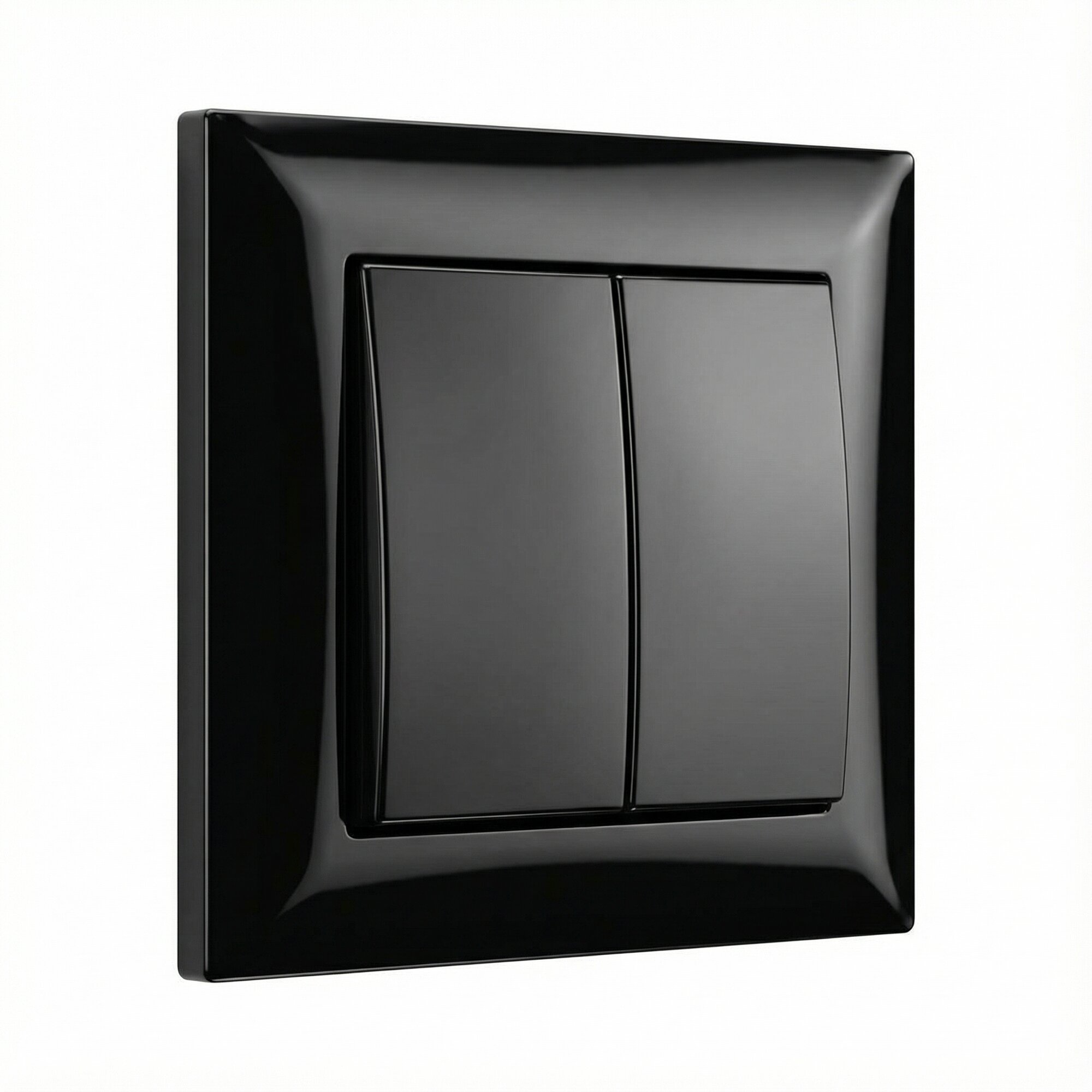 Выключатель двухклавишный CTM 9202-02 черный, скрытый монтаж, 10А 250В, для управления двумя группами света