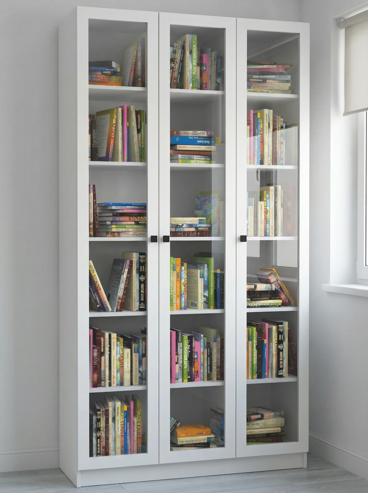 Шкаф книжный трехстворчатый Вита 3-1 с 13 полками, ШхГхВ: 102х38х210 см, белый