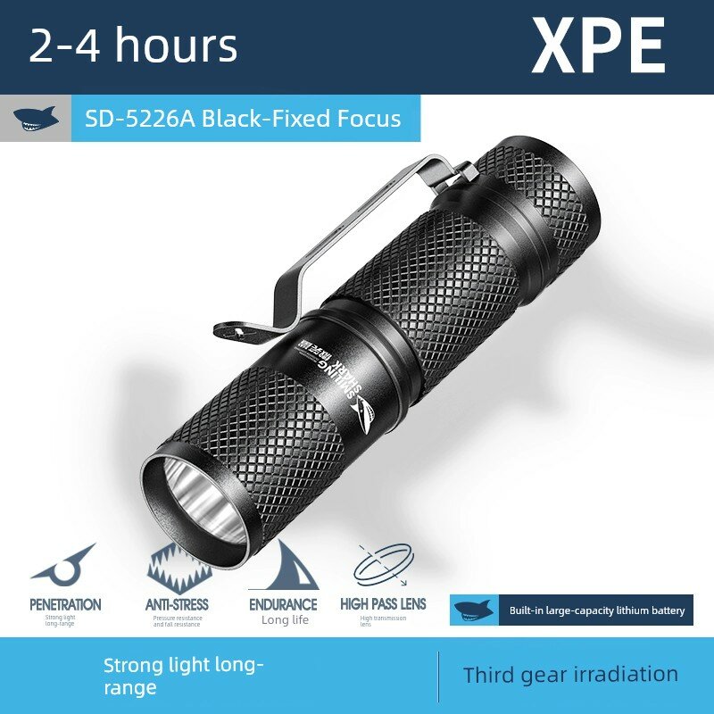 Мини-фонарик Smiling Shark, портативный, с высокой яркостью, из алюминиевого сплава, перезаряжаемый, для дома,