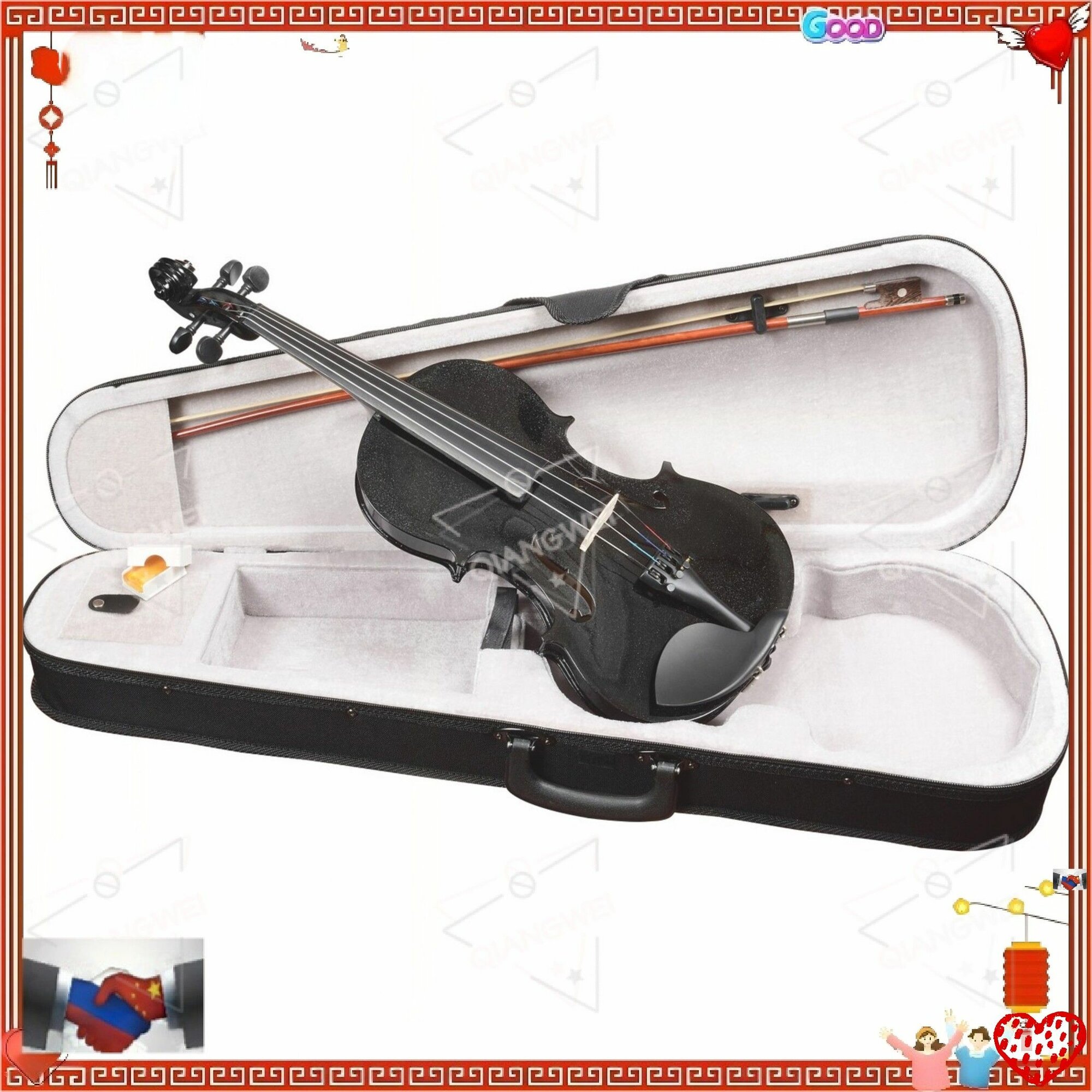 Китайская скрипка, размер скрипки 4/4, (полный комплект - футляр + смычок + канифоль)