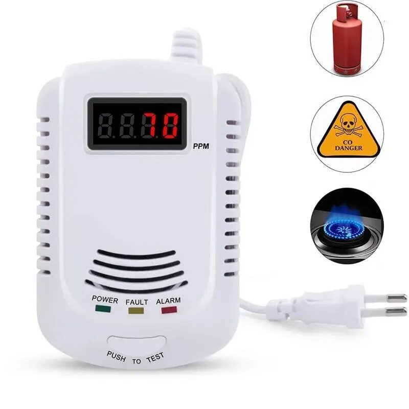 Универсальный детектор природного газа и угарного газа с сиреной