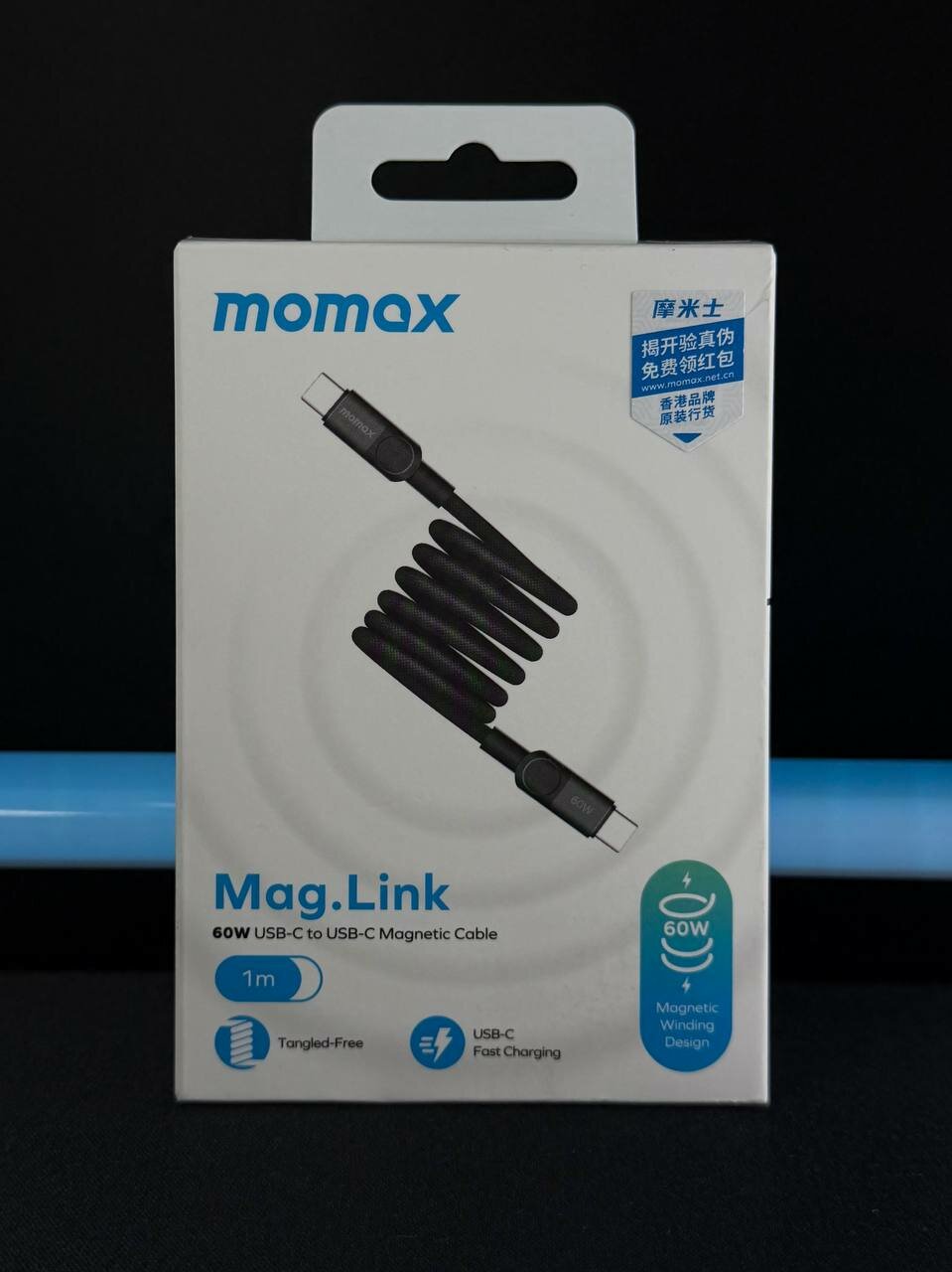 Кабель Momax Mag.Link 60W USB-C to USB-C Magnetic Cable Black 1M